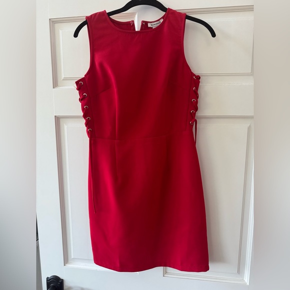 Glamorous | Dresses | Glamorous Red Ruched Mini Dress Mock Neck Sheath ...